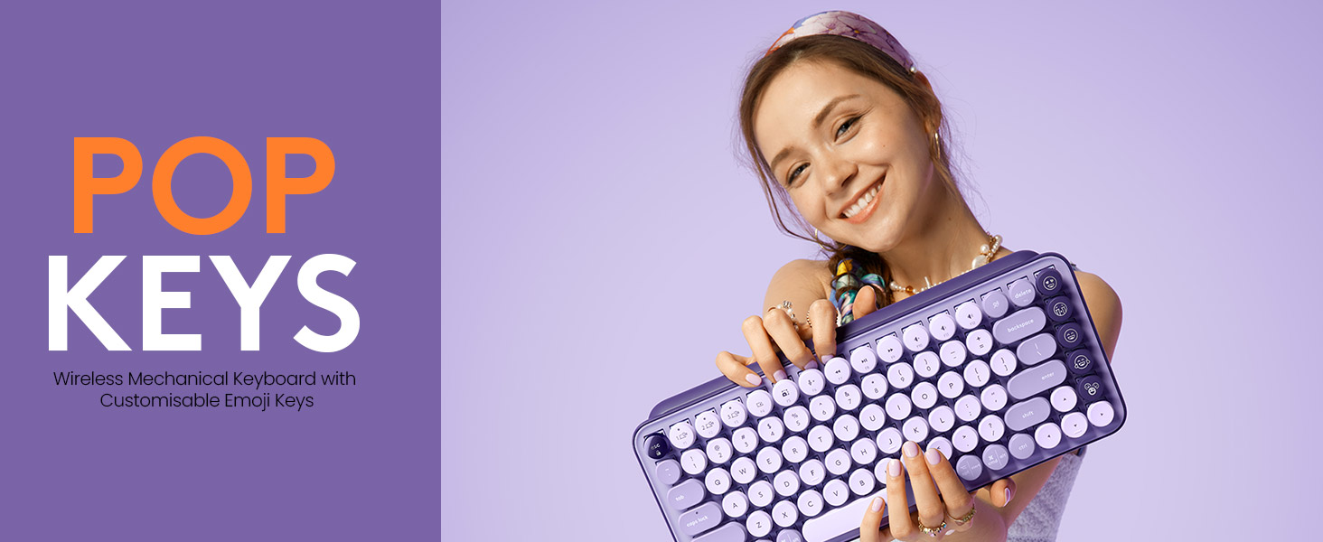 Logitech POP Keys Wireless Mechanical Keyboard With Emoji - Cosmos Lav ...
