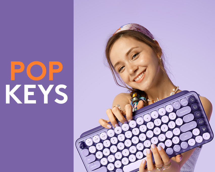 Logitech POP Keys Wireless Mechanical Keyboard With Emoji - Cosmos Lav ...
